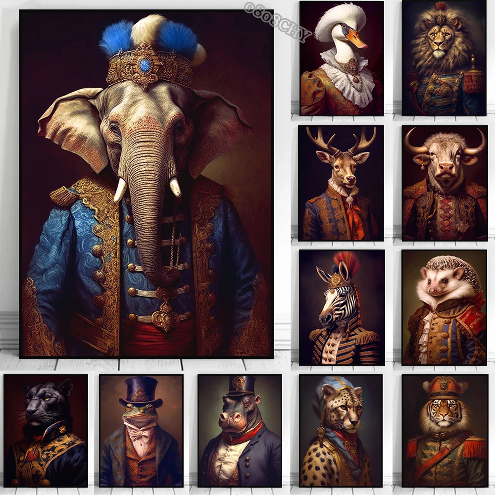 Noble Animals Deer Lion Portrait Vintage Art Posters Canvas Prints Art ...