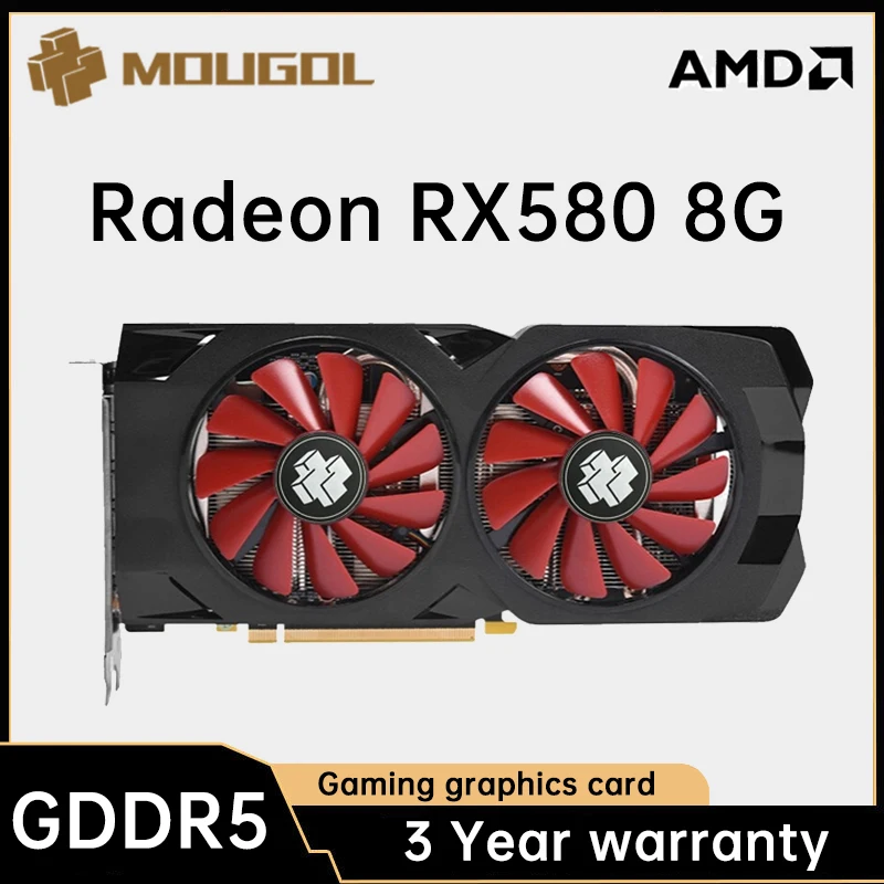 MOUGOL Full New AMD Radeon RX580 8G Graphics Card GDDR5 Memory Video ...