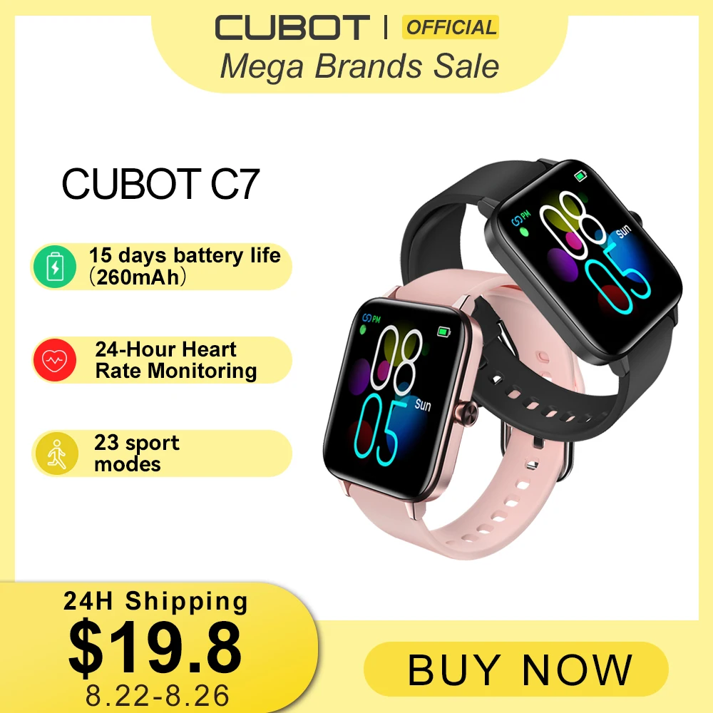 Cubot C7 SmartWatch Hasta 2 Semanas de Batería Calorías deporte Monitor ...