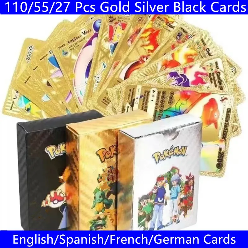 27-110pcs-carte-pok-mon-fran-aises-Pikachu-Gold-Silver-Black-Vmax-GX ...