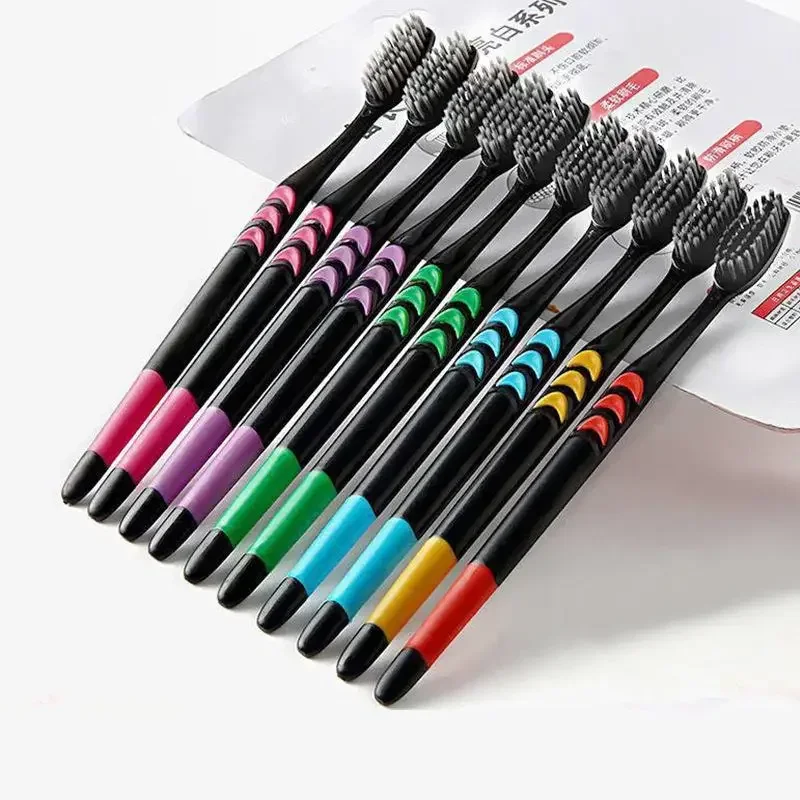 10-Pieces-Packed-Soft-Bristle-Bamboo-Charcoal-Black-Hair-Ultra-Fine ...