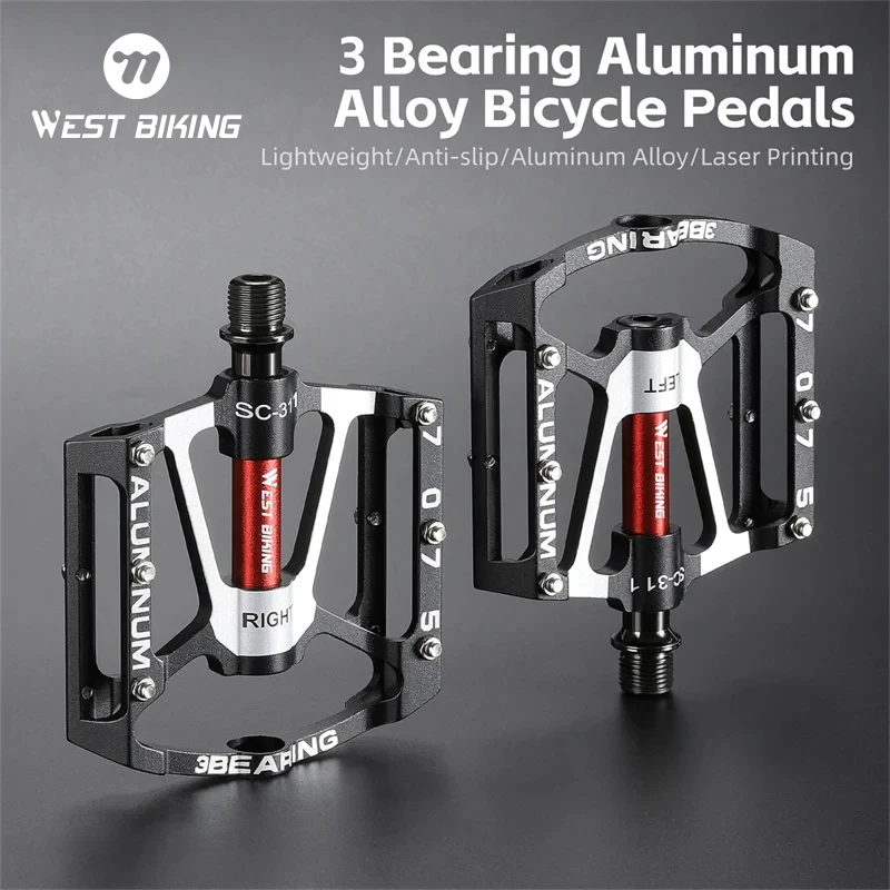 WEST-BIKING-Ultralight-Bike-Pedals-3-Bearing-Non-Slip-MTB-Road-Cycling ...