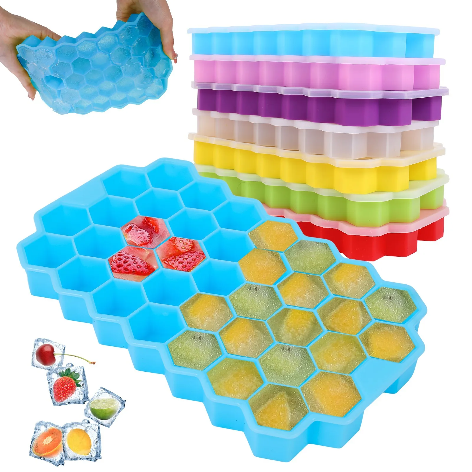 Silicone-Ice-Cube-Maker-Honeycomb-Ice-Tray-Mould-Ice-Maker-Reusable ...