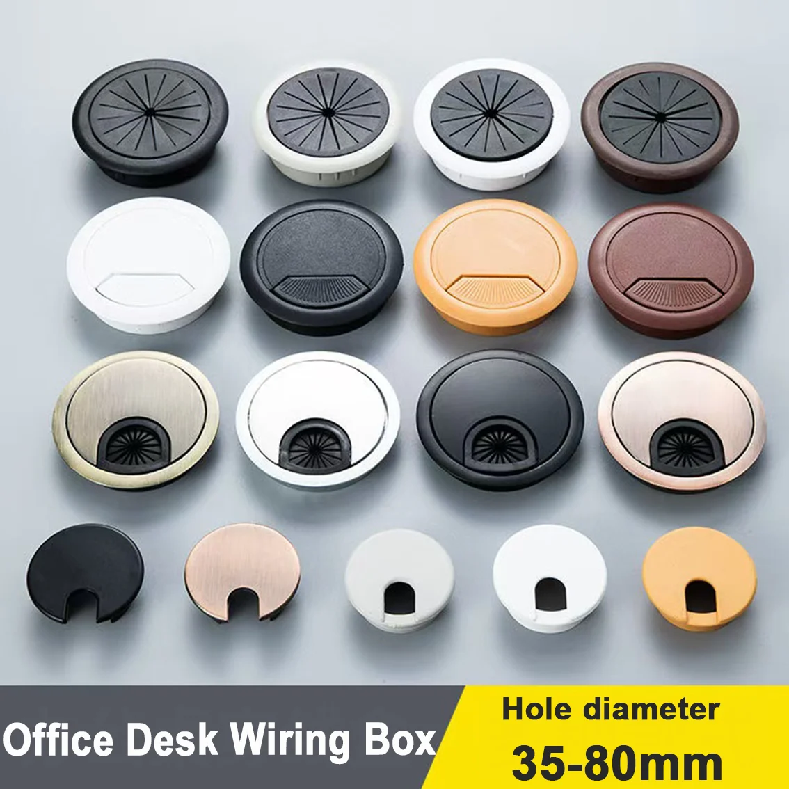 35mm 50mm 53mm 60mm 80mm Round Wire Hole Cover Computer Desk Wiring Box ...