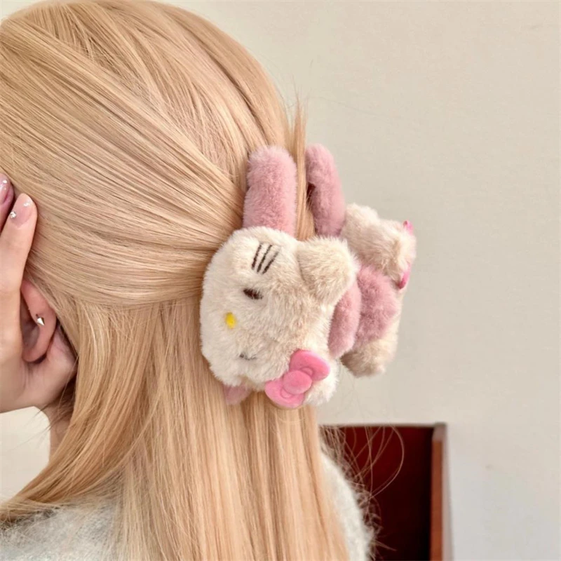 Sanrio-Hello-Kitty-Plush-Hairpin-Cute-Anime-Cartoon-Women-Fashion-Two ...