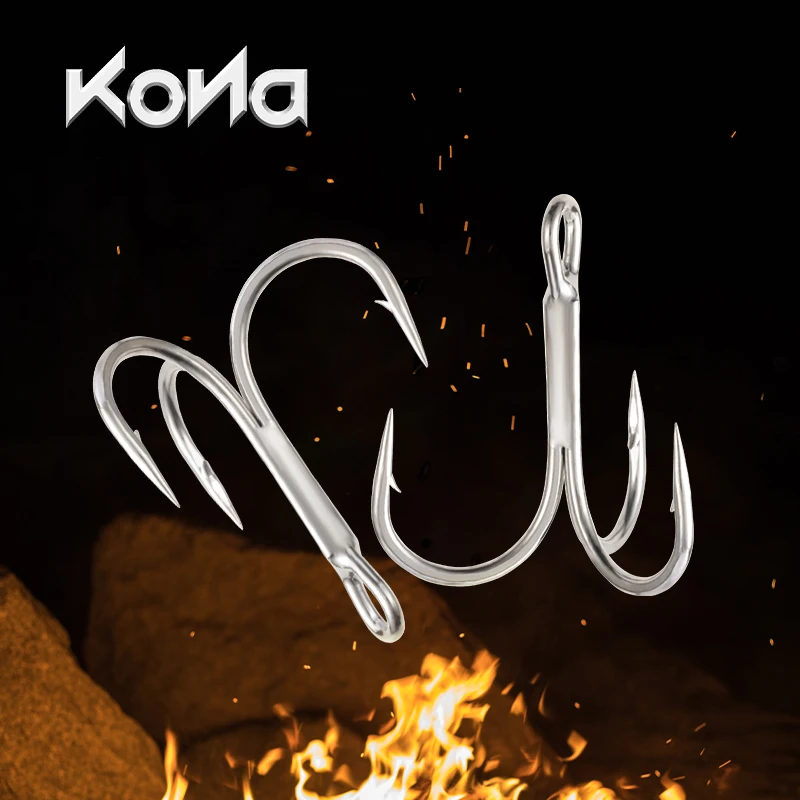 KONA-25PCS-Treble-Hooks-High-Carbon-Steel-Fishing-Hook-Fishing-Lure ...