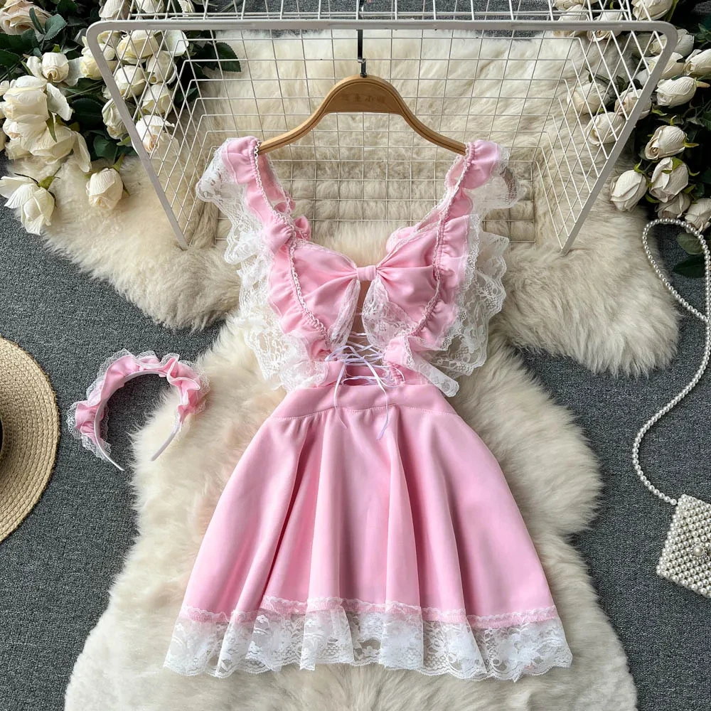 Lace-Maid-Uniform-Set-Bow-Sweet-Erotic-Night-Dress-With-Transparent ...