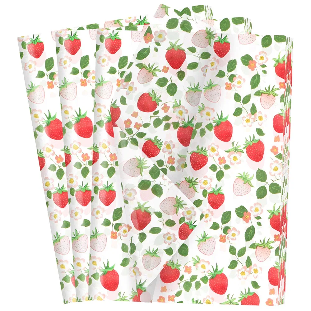 10 Sheets/ Pack Red Strawberry Tissue Paper Fruit Gift Wrapping Paper ...