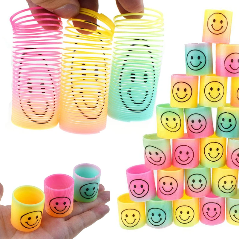 12pcs Mini Smiley Face Rainbow Magic Springs Toys Gifts Wedding Birthday Party Favor Kids Prize ...