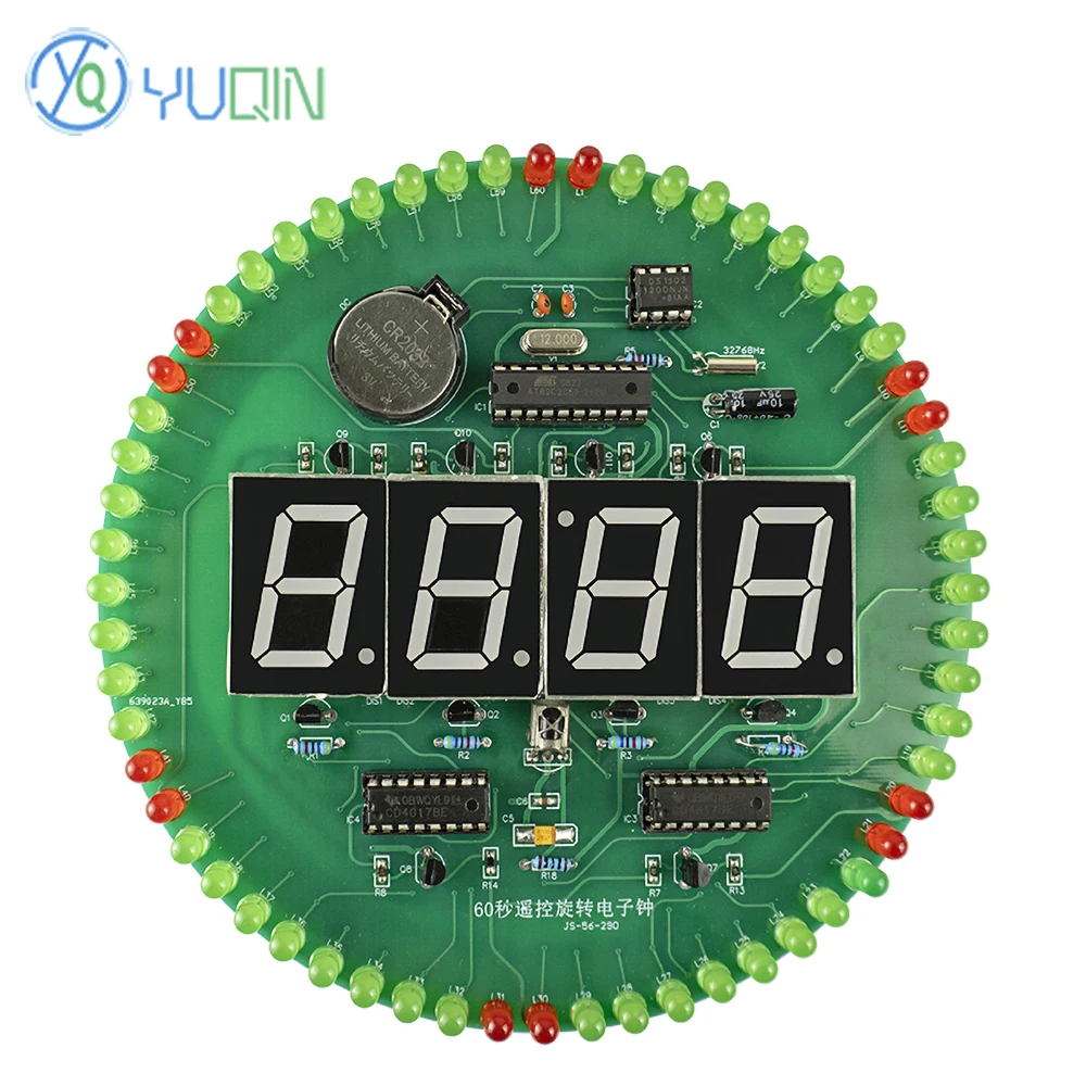 60-Seconds-Remote-Control-Rotating-4-Digits-LED-Electronic-Clock-Kit-for-Practicing-Welding ...