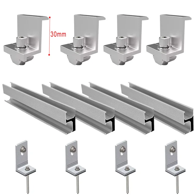 Solar Panel End Clamp Kit 200mm *56mm*30mm Rail PV Profile Alu Mounting ...