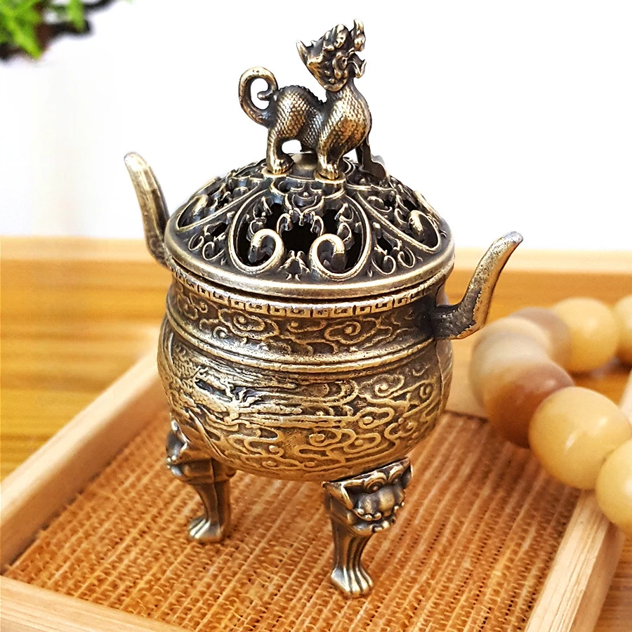 1pc Alloy Pixiu Lion Tripod Incense Burner, Mini Retro Home Decor ...