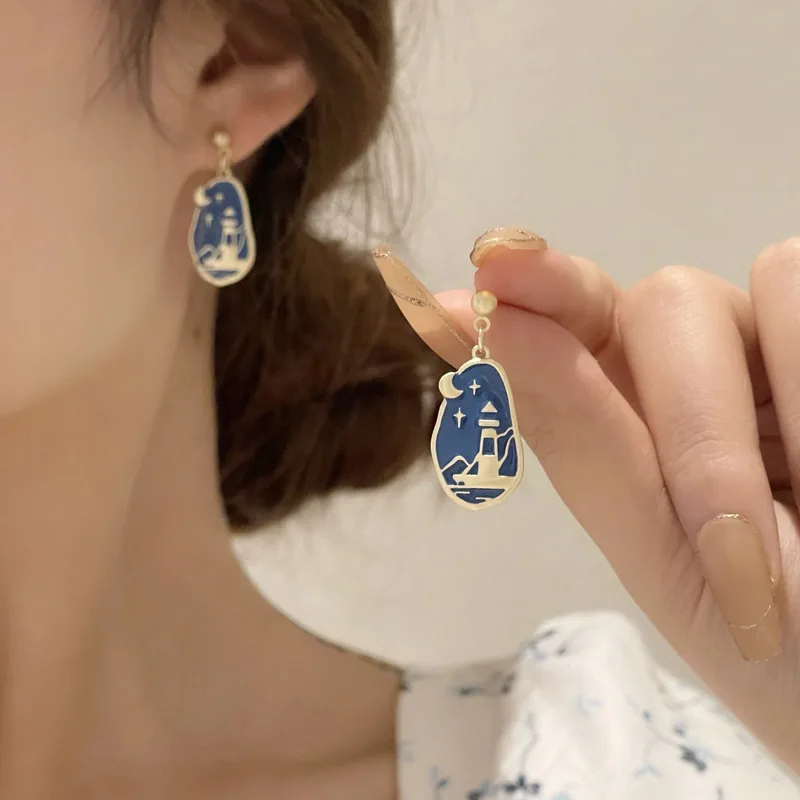 2022-New-Retro-Reinke-Blue-Geometric-Ear-Clip-Earrings-Simple ...