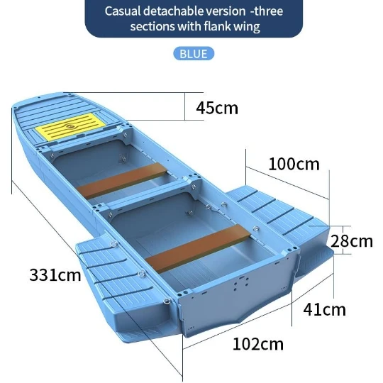 Casual-Detachable-Boat-331CM-3-section-Collapsible-PE-Fishing-Boat-with ...