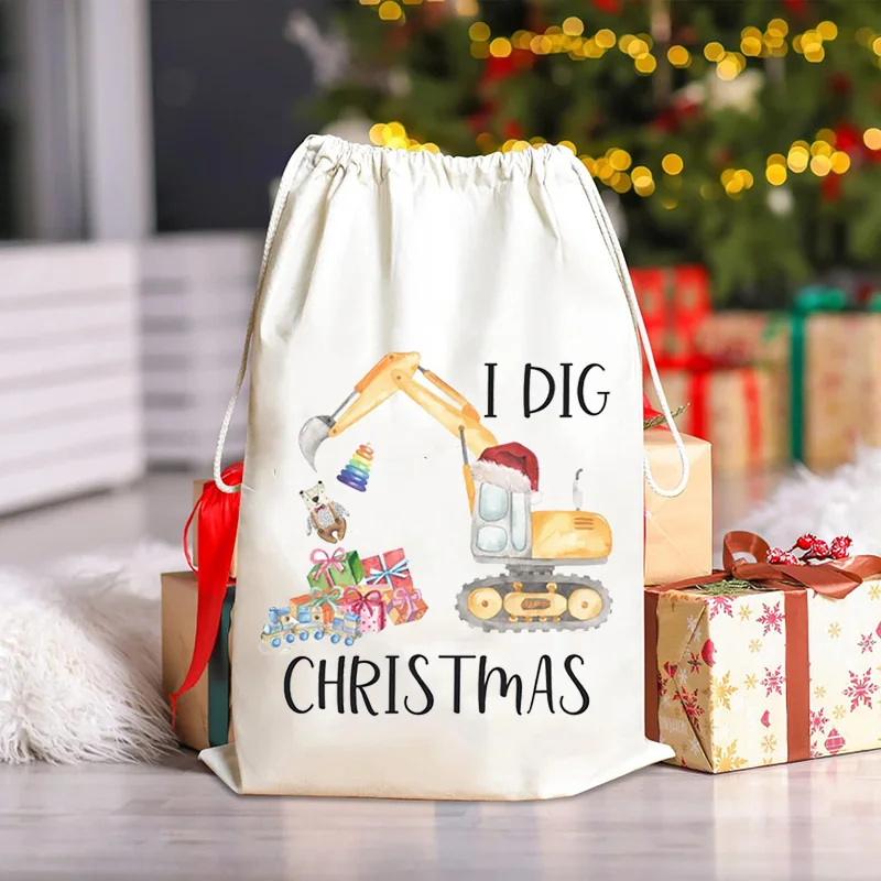 Construction-digger-Christmas-santa-sack-kid-girl-boy-Xmas-Eve-Stocking ...