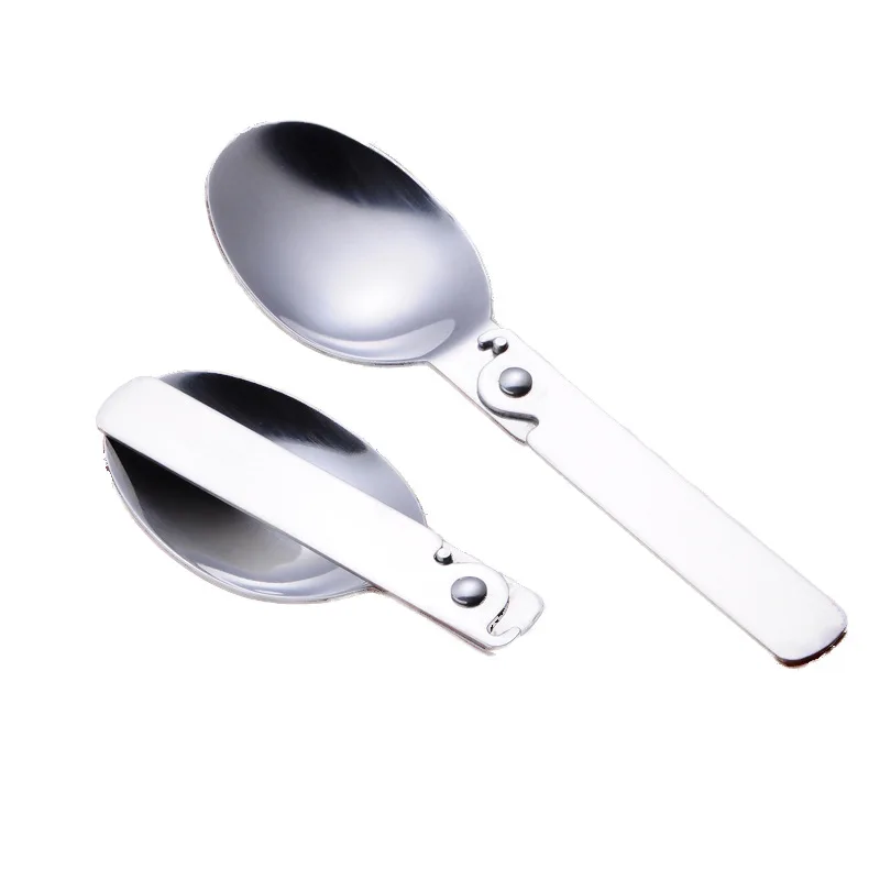 Stainless-Steel-Folding-Spoon-Portable-Travel-Tableware-Soup-Spoon-Ice ...