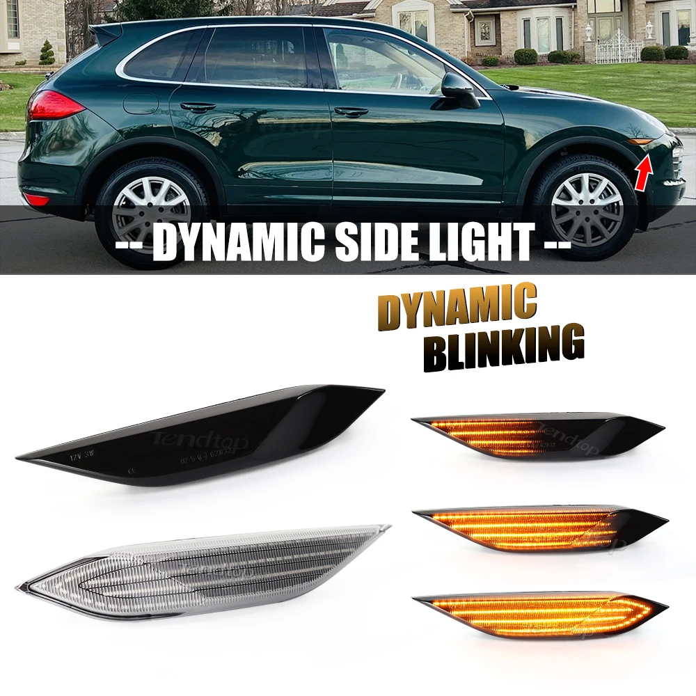 2pcs LED Dynamic Amber Turn Signal Side Fender Marker Lights Lamp For ...