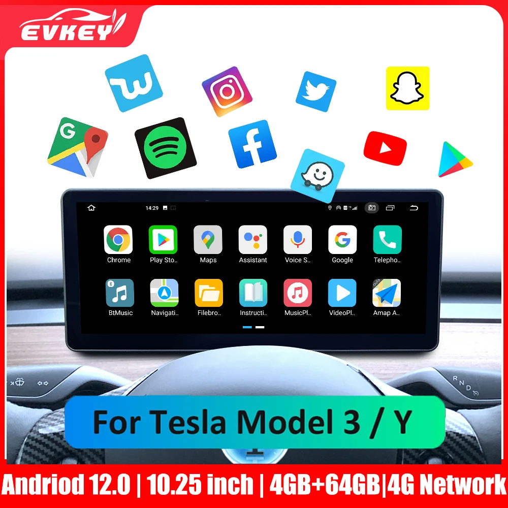 EVKEY-10-25-Inch-Center-Console-Dashboard-Touch-Screen-For-Tesla-Model ...