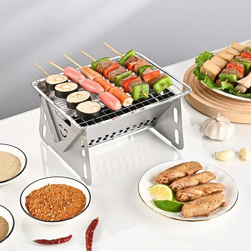 Portable-Stainless-Steel-Barbecue-Grill-Camping-Outdoors-Garden-BBQ ...