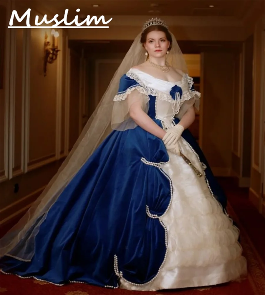 Luxury-Royal-Blue-Queen-Wedding-Dresses-2025-Renaissance-Gothic ...