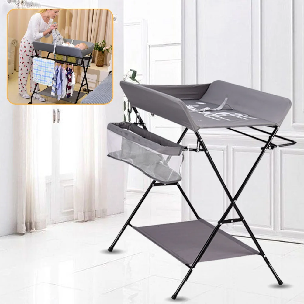 Portable-Baby-Changing-Table-Folding-Nursery-Changing-Station-Gray ...