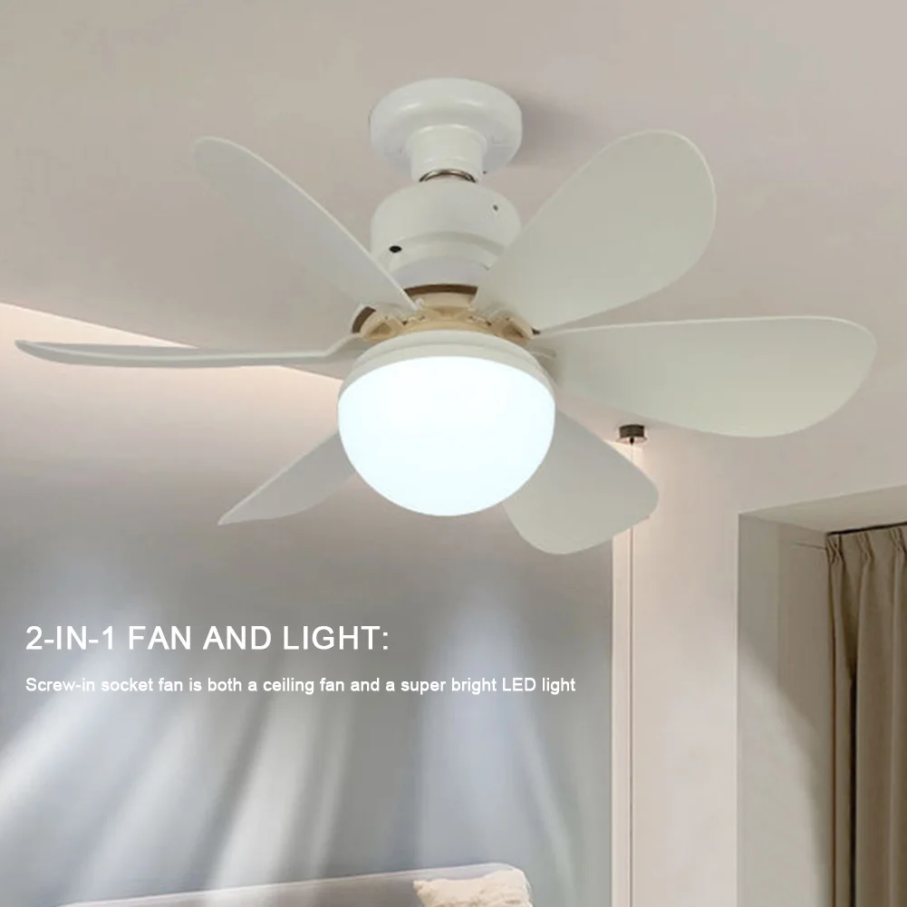 E26-27-Socket-Fan-LED-Light-Light-Bulb-Fan-with-Remote-40W-30W-White ...