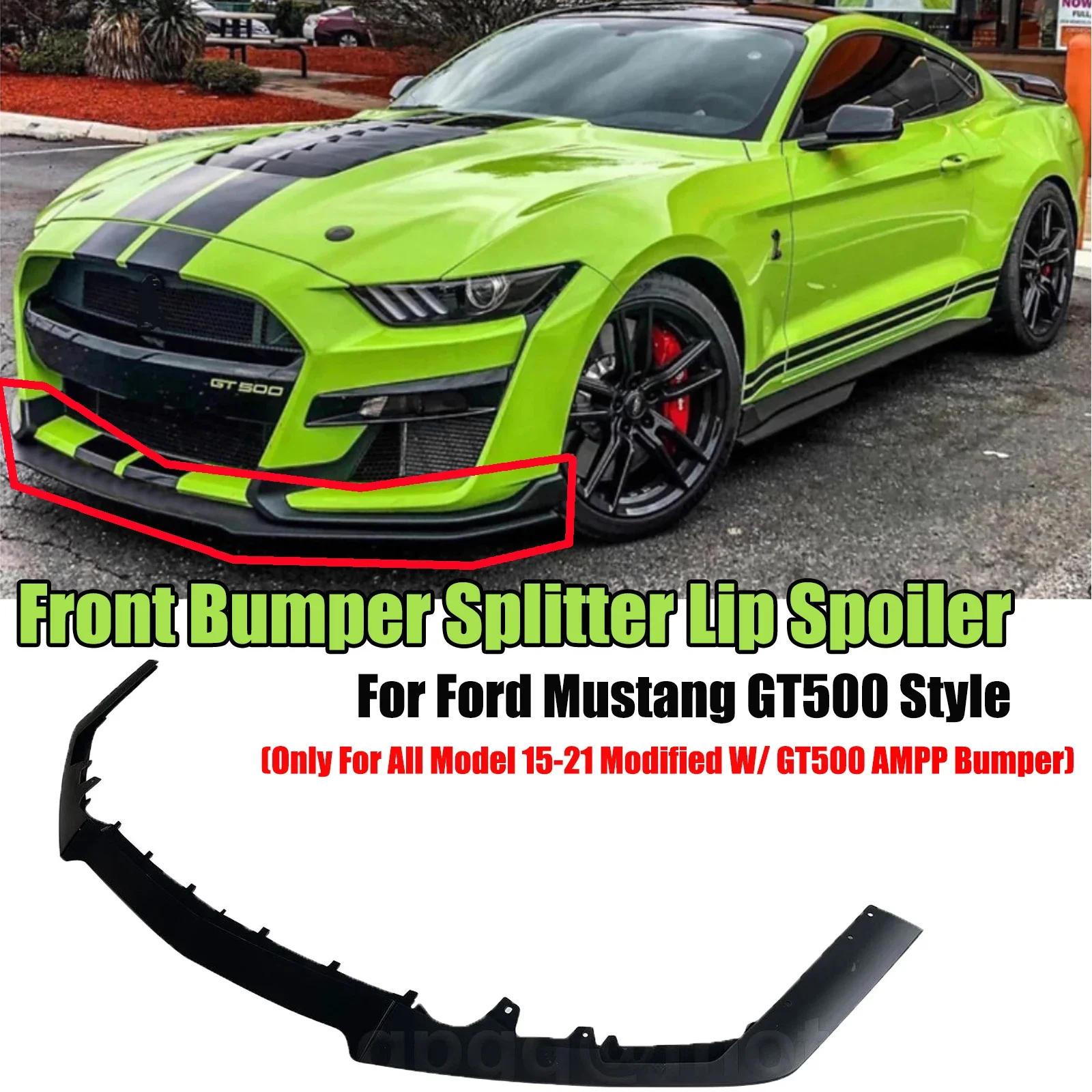 3Pcs-Front-Bumper-Splitter-Lip-Corner-For-Ford-Mustang-GT500-Style ...