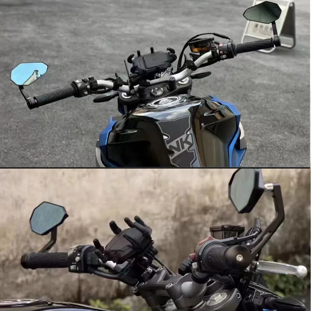 Motorcycle-Mirror-Blue-Glass-Handle-Bar-End-Rearview-Side-Mirror-For ...