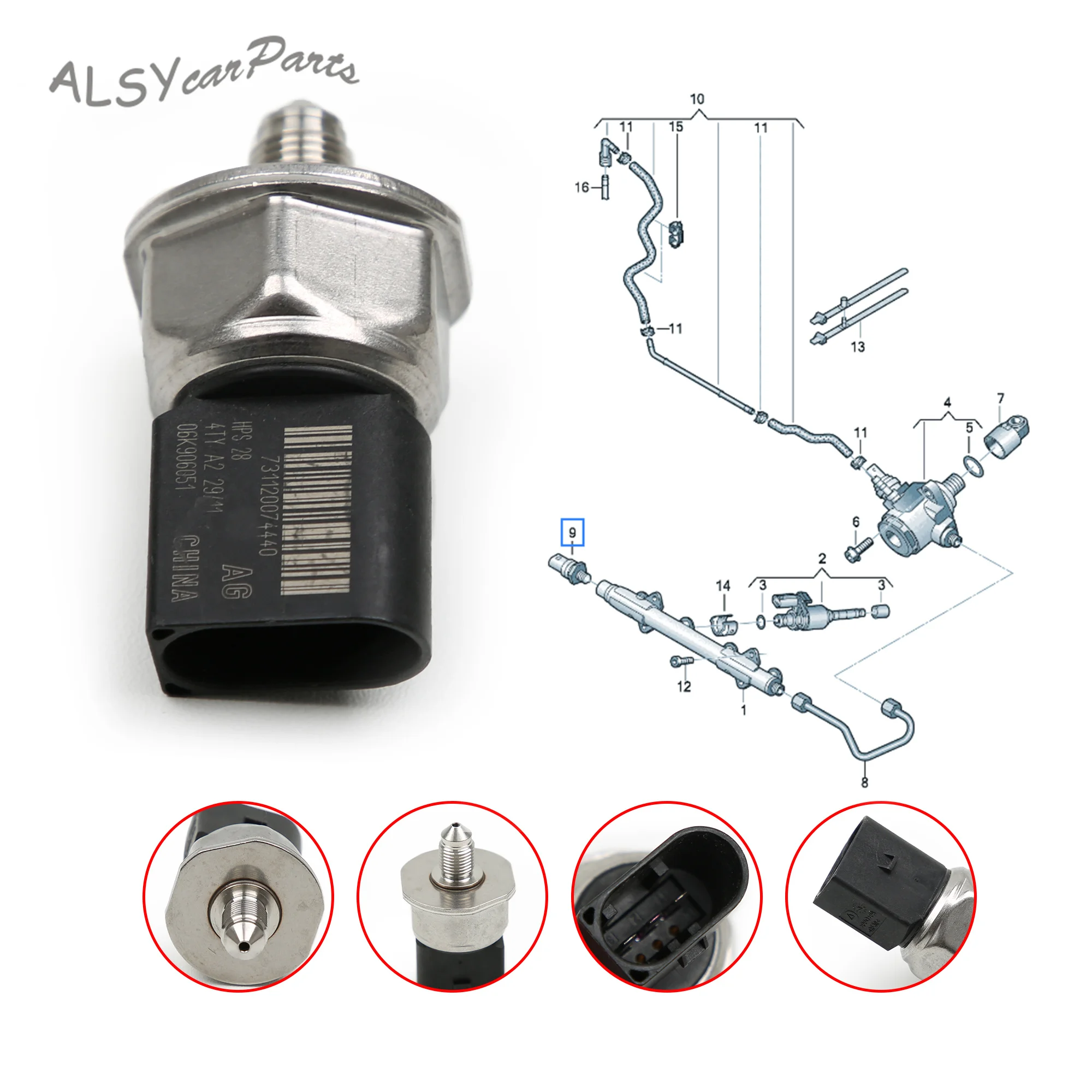 Sensor de presión de combustible 06K 906 051 04C 906 054 A 06J 906 054 ...