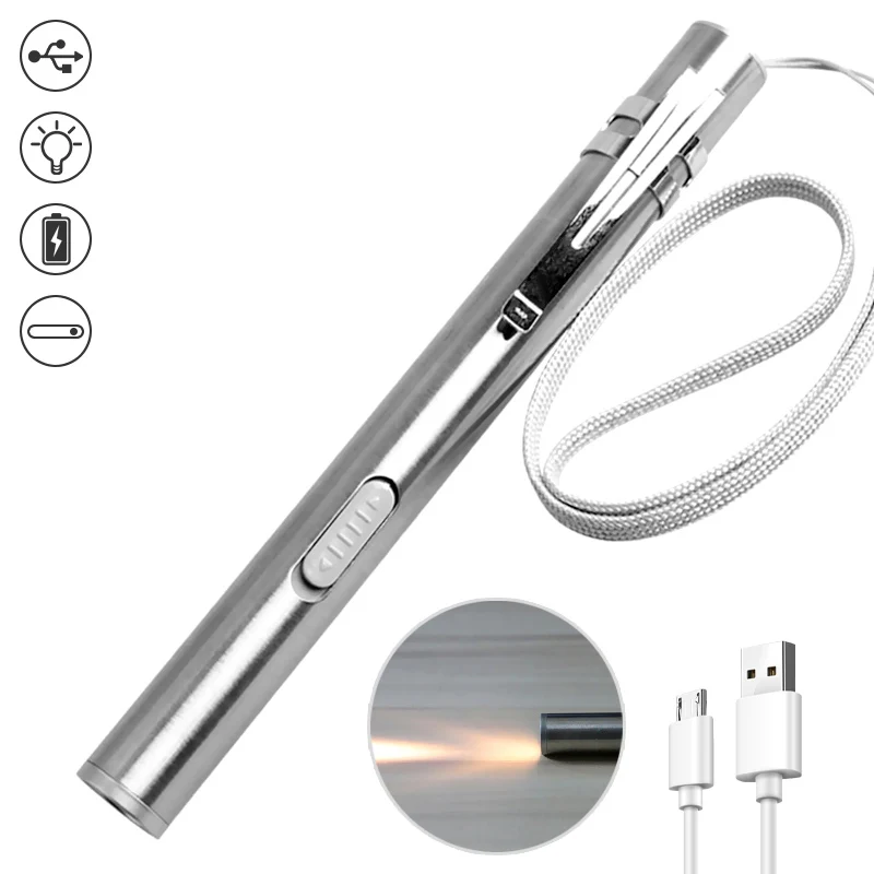 Mini-Medical-Handy-Pen-Light-USB-Rechargeable-Mini-Nursing-Flashlight ...