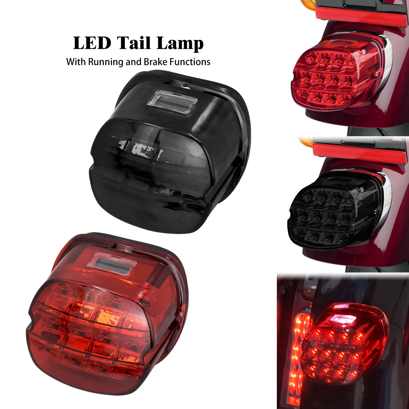 Motorcyle LED Brake Tail Light License Plate Rear Lamp For Harley ...