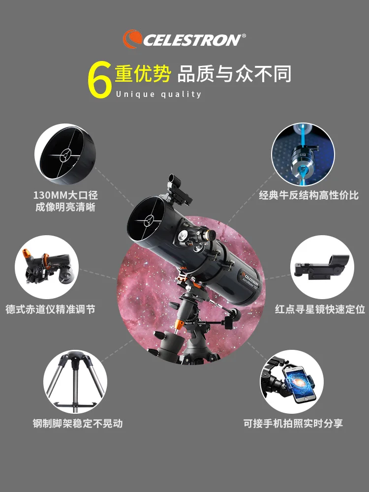 Celestron 130EQ Astronomical Telescope, Professional Star-Viewing, CG-3 ...