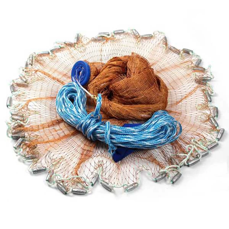 3-0M-Fishing-Net-USA-Style-Hand-Throwing-Net-With-Sinker-Catch-Fish-Net ...