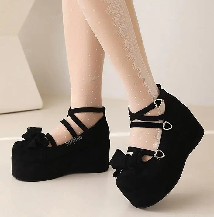 Mary Jane Bow Wedges