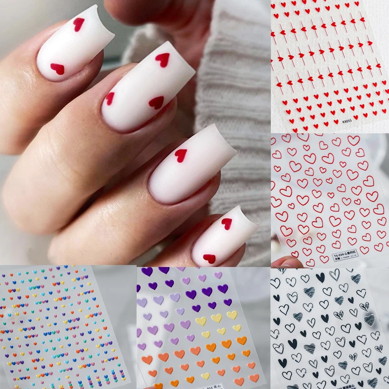 1pc Love Heart Design 3d Nail Sticker For Valentine's Day Colorful ...