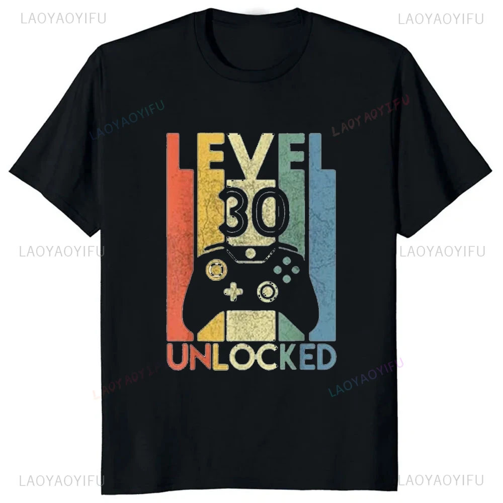 Funny-Video-Gamer-Graphic-Level-30-Unlocked-TShirt-Casual-Fashion ...