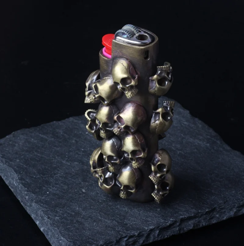 New-Handmade-Brass-Lighter-Case-Cover-Fits-Bic-J3-Lighter-Skull-Sleeve ...