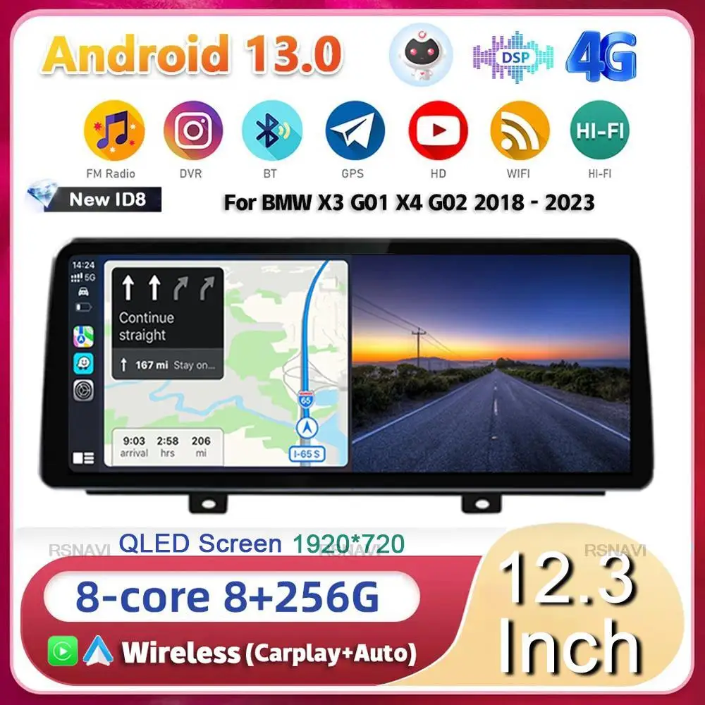 12-3-Android-13-Car-Multimedia-Player-For-BMW-X3-G01-X4-G02-2018-2019 ...
