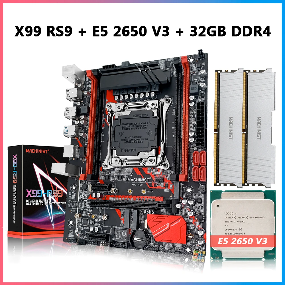 Machinist Conjunto Combinado de placa base X99 RS9 X99, con procesador Xeon E5 2650 V3 LGA 2011 ...