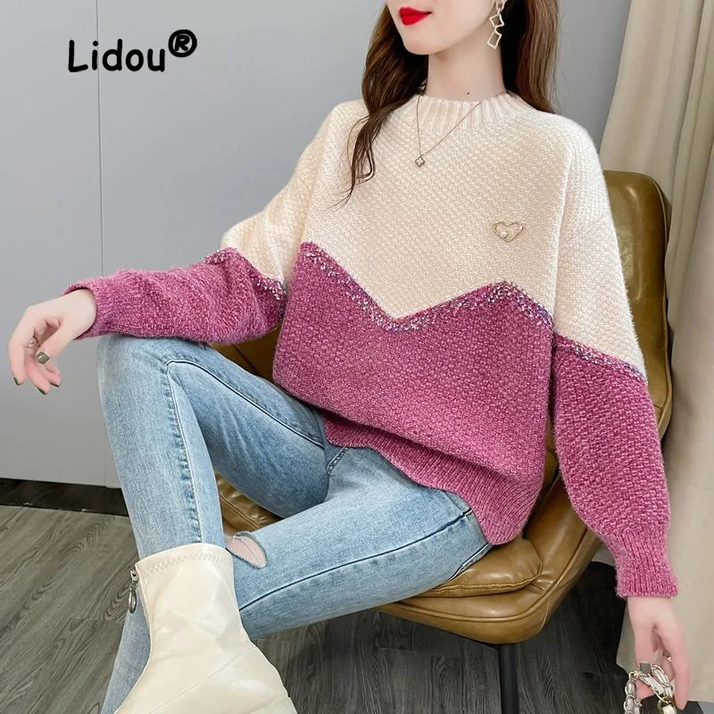 Personality-Color-Blocking-Fashion-Knitting-Sweaters-Women-New-High ...