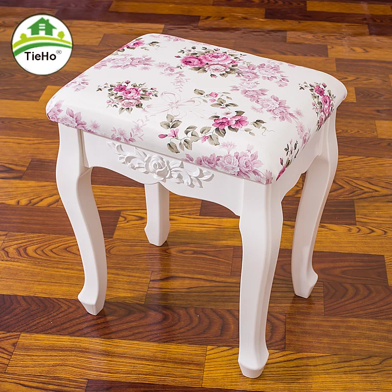 Modern-European-Fabric-Round-Dresser-Stool-Bedroom-Square-Carving-Shoes ...