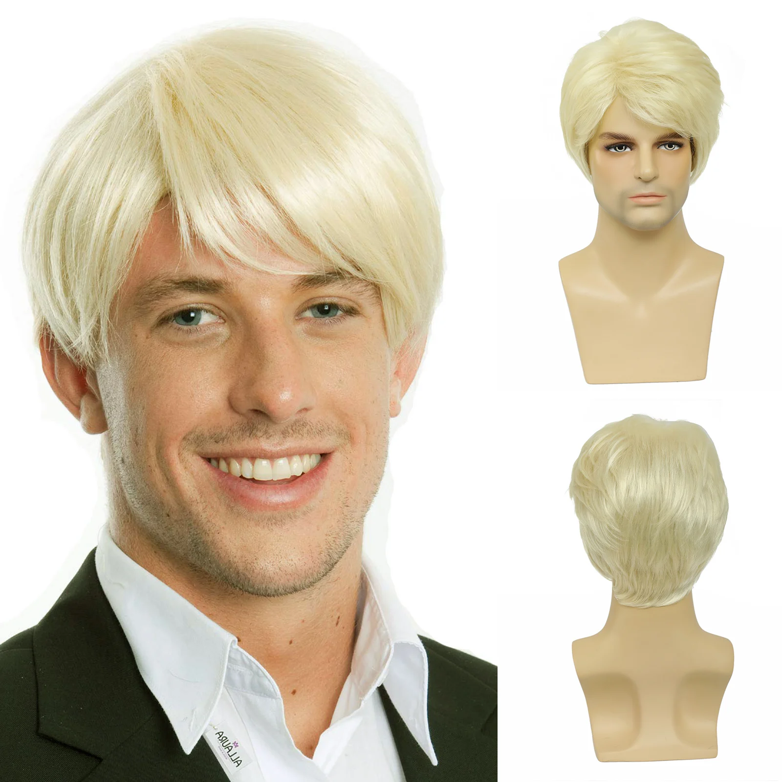 BCHR-peluca-rubia-corta-para-hombre-pelo-sint-tico-liso-peluqu-n-Rubio ...