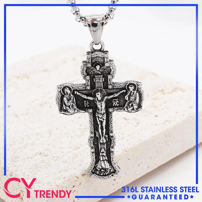 Men-s-Russian-Orthodox-Crucifix-Cross-Pendant-Stainless-Steel-Necklace ...
