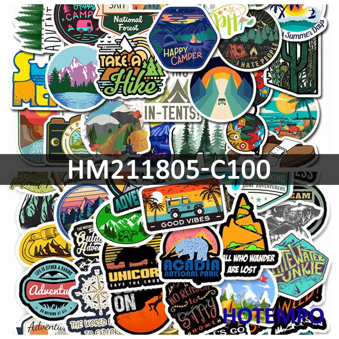 50-100PCS-Travel-Stickers-Wild-Adventure-Camping-Climbing-Hiking ...