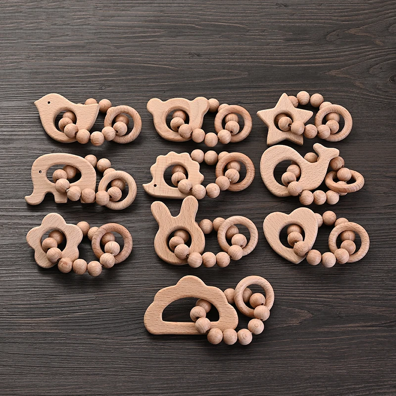 1Pcs-Baby-Wooden-Teether-Ring-Food-Grade-Cartoon-Animal-Rattle-Bracelet ...