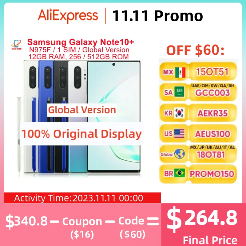 Samsung-Galaxy-Note-10-Plus-Note10-N975F-Global-Version-12GB-256-512GB ...
