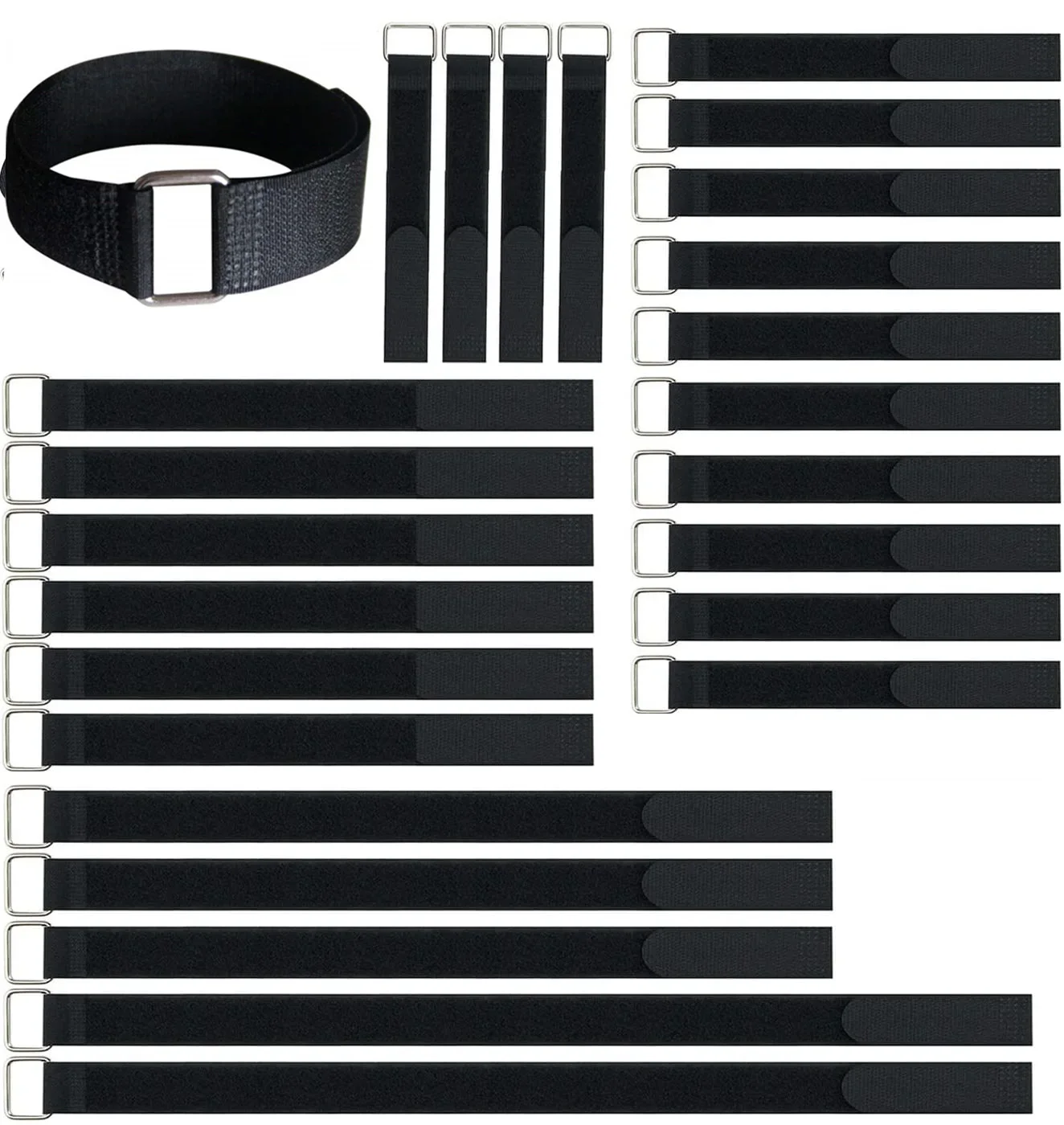 5Pcs-Reusable-Metal-Buckle-Hook-Loop-Strap-Cable-Ties-Model-Straps-Wire ...