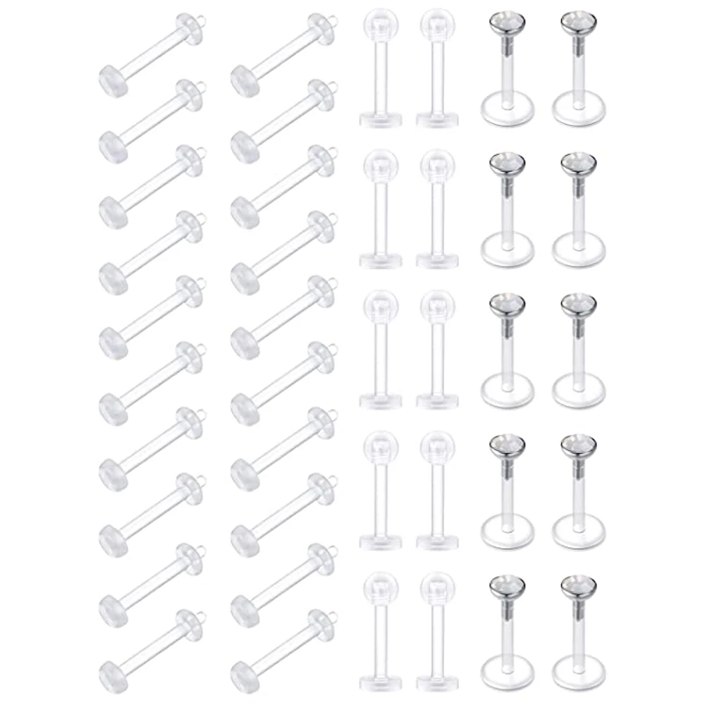 40pcs Clear Flexible Forwards Helix Tragus Daith Rook Retainer ...