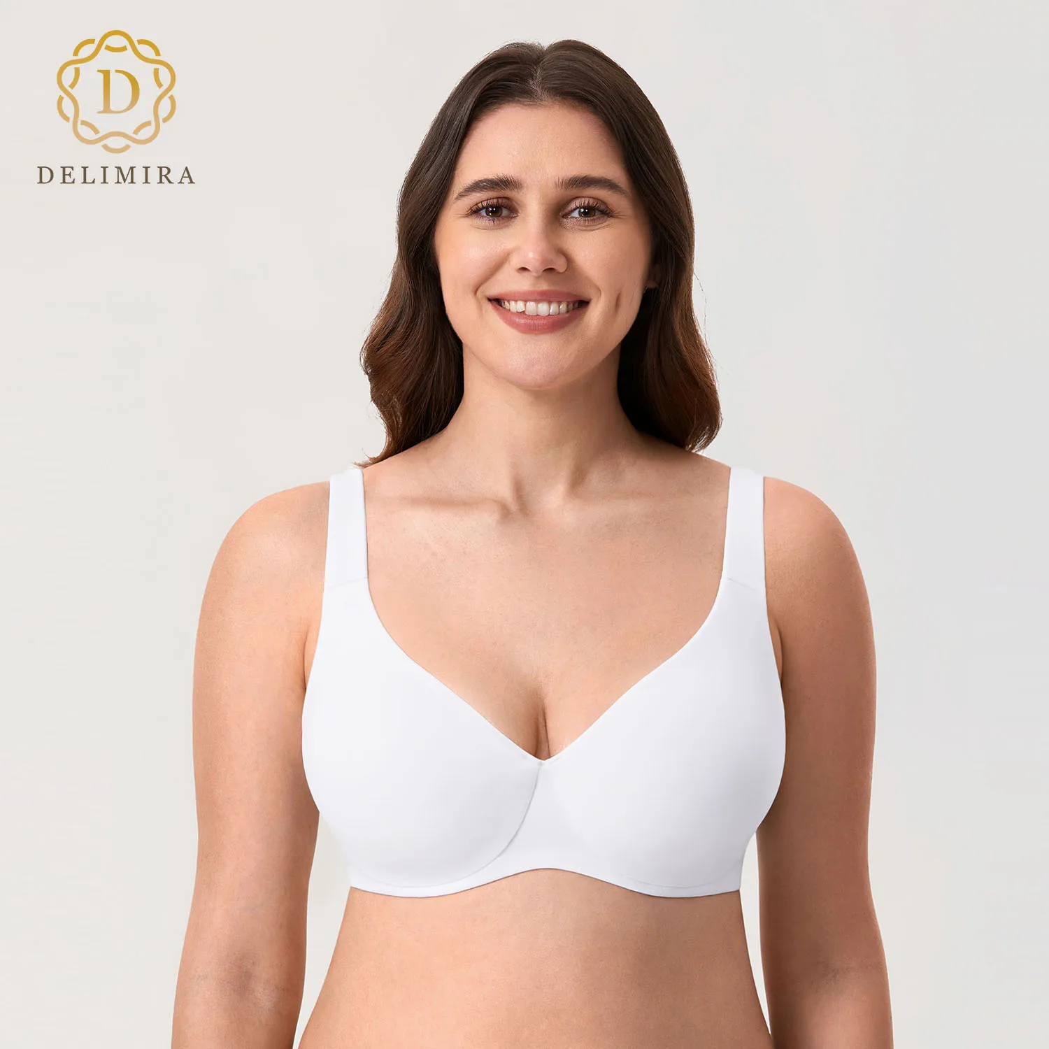 Women's Minimizer Bra Plus Size Unlined Full Coverage Smooth Underwire Support Solid D DD E F G