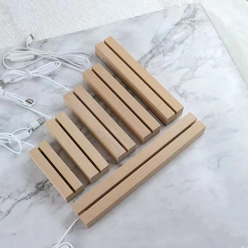 Lighting Accessories 5mm Led Light Base Wood Display Stand Warm White ...